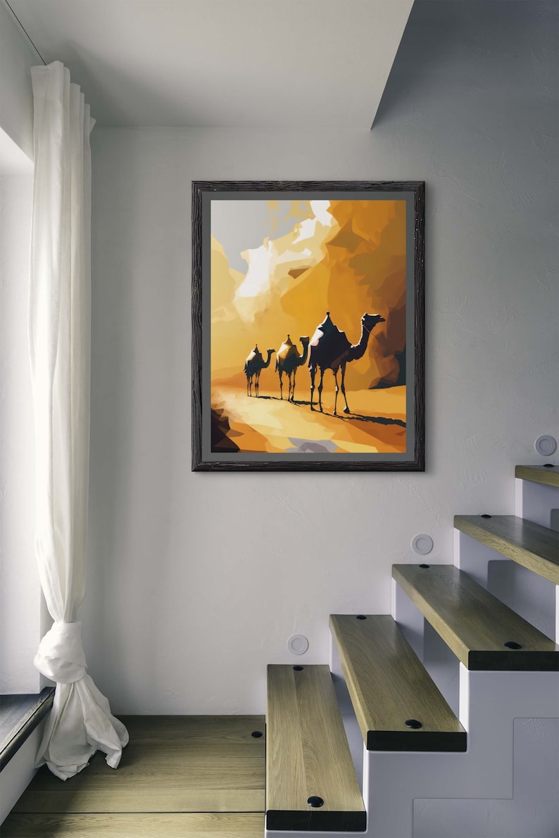 Camel Art Print Instant Download: Watercolor Painting of a Flock of ...