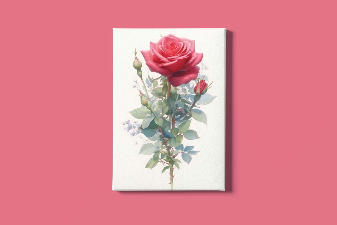 Pink Rose Art Print | Pink Rose Wall Art | Floral Art | Flower Art ...