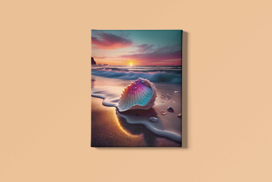 Seashell Art Print | Seascape Wall Art | Sunrise Art Print | Beach Art ...