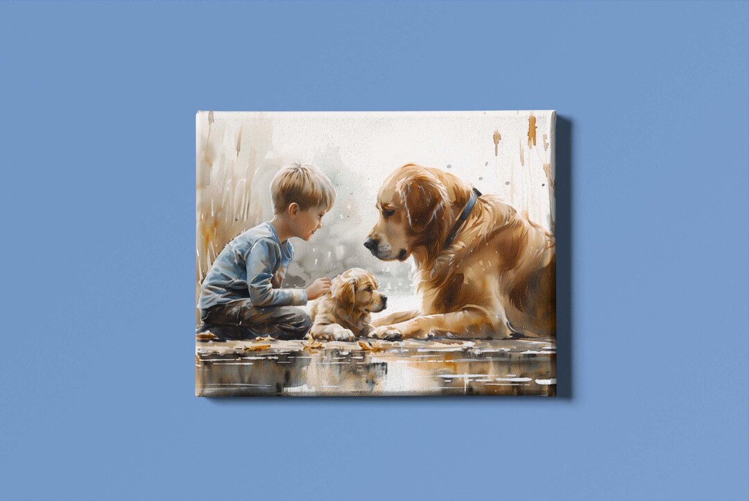 Boy and Dog Art Print Instant Download: Watercolor Painting for Dog ...