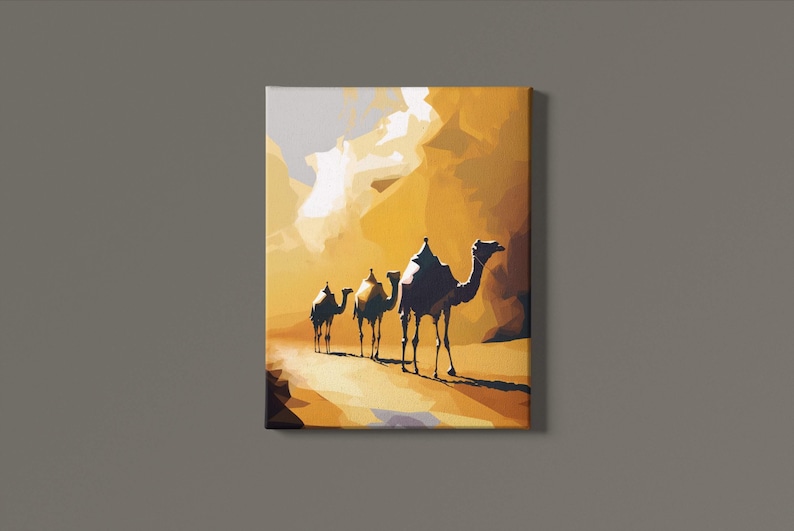 Camel Art Print Instant Download: Watercolor Painting of a Flock of ...