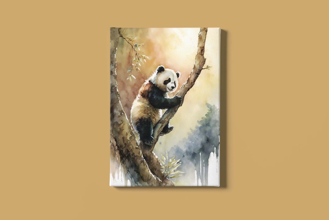 Panda Art Print Instant Download: Watercolor Painting of a Panda ...