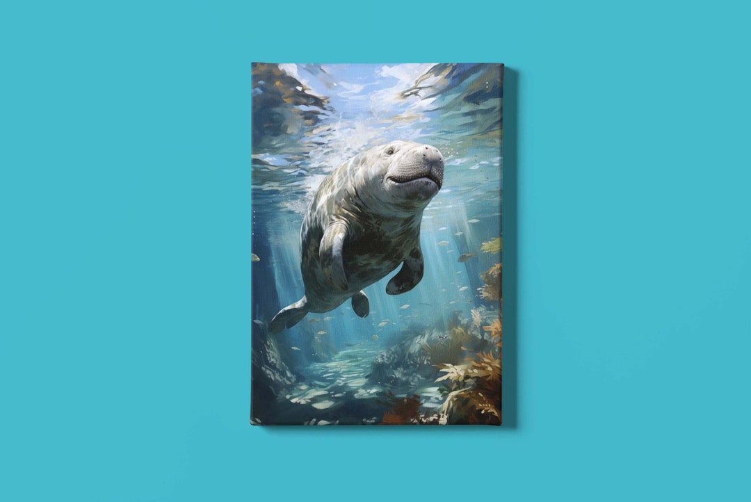 Manatee Art Print | Manatee Wall Art | Manatee Painting | Manatee ...