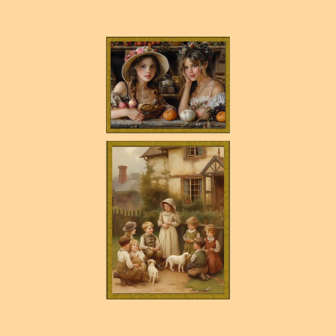Vintage Girls Art Print Digital Download Bundle: A Set of 2 Printable ...