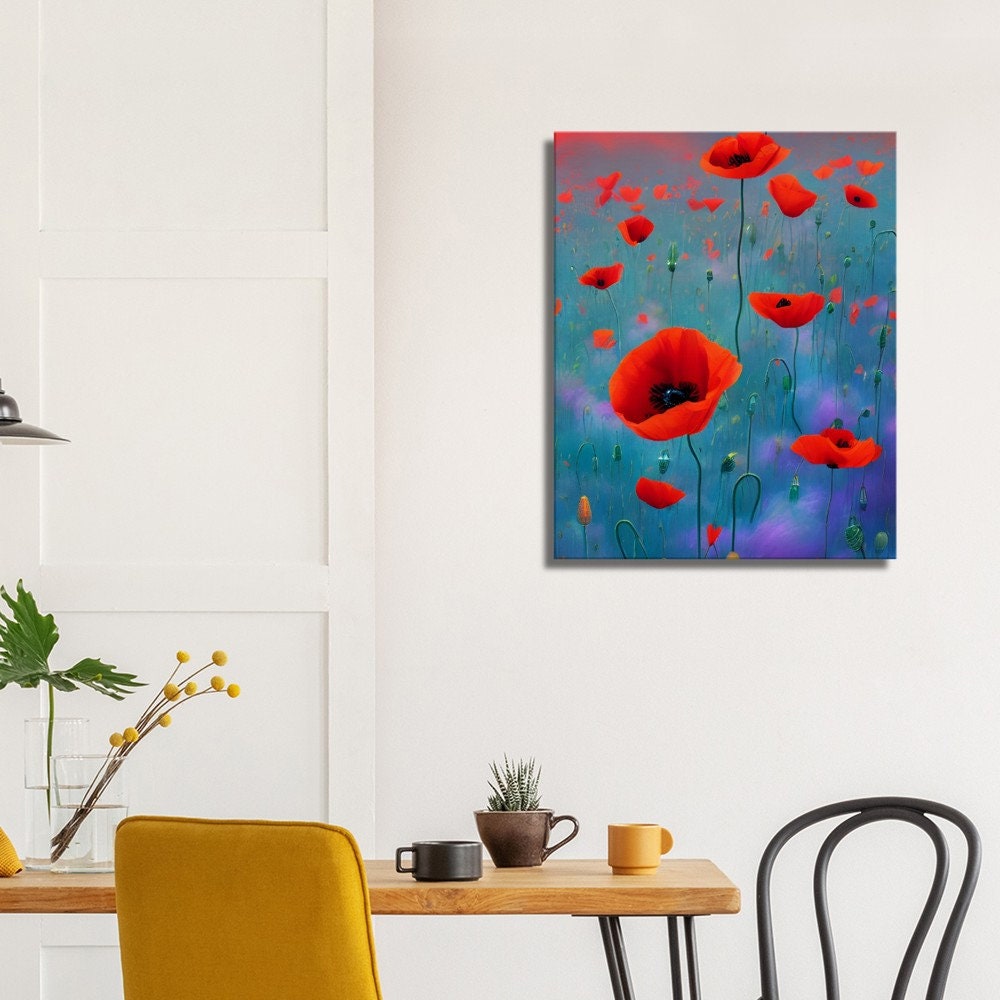 Poppy Flowers Wall Art Poppy Field Print Poppy Field at Morning Sunrise ...