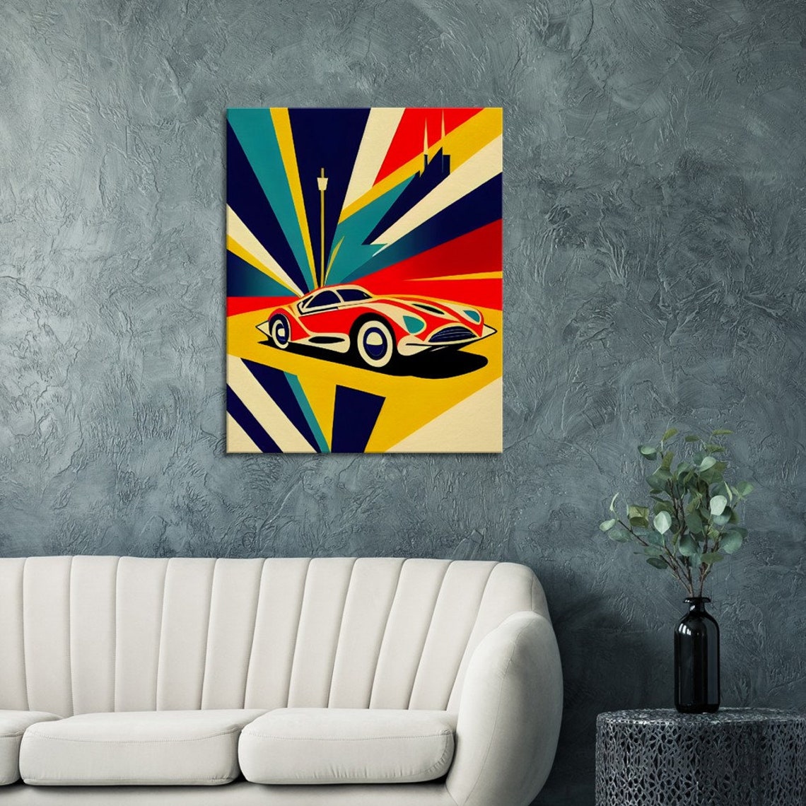 Vintage Car Wall Art | Abstract Car Painting | Colorful Vintage Car ...