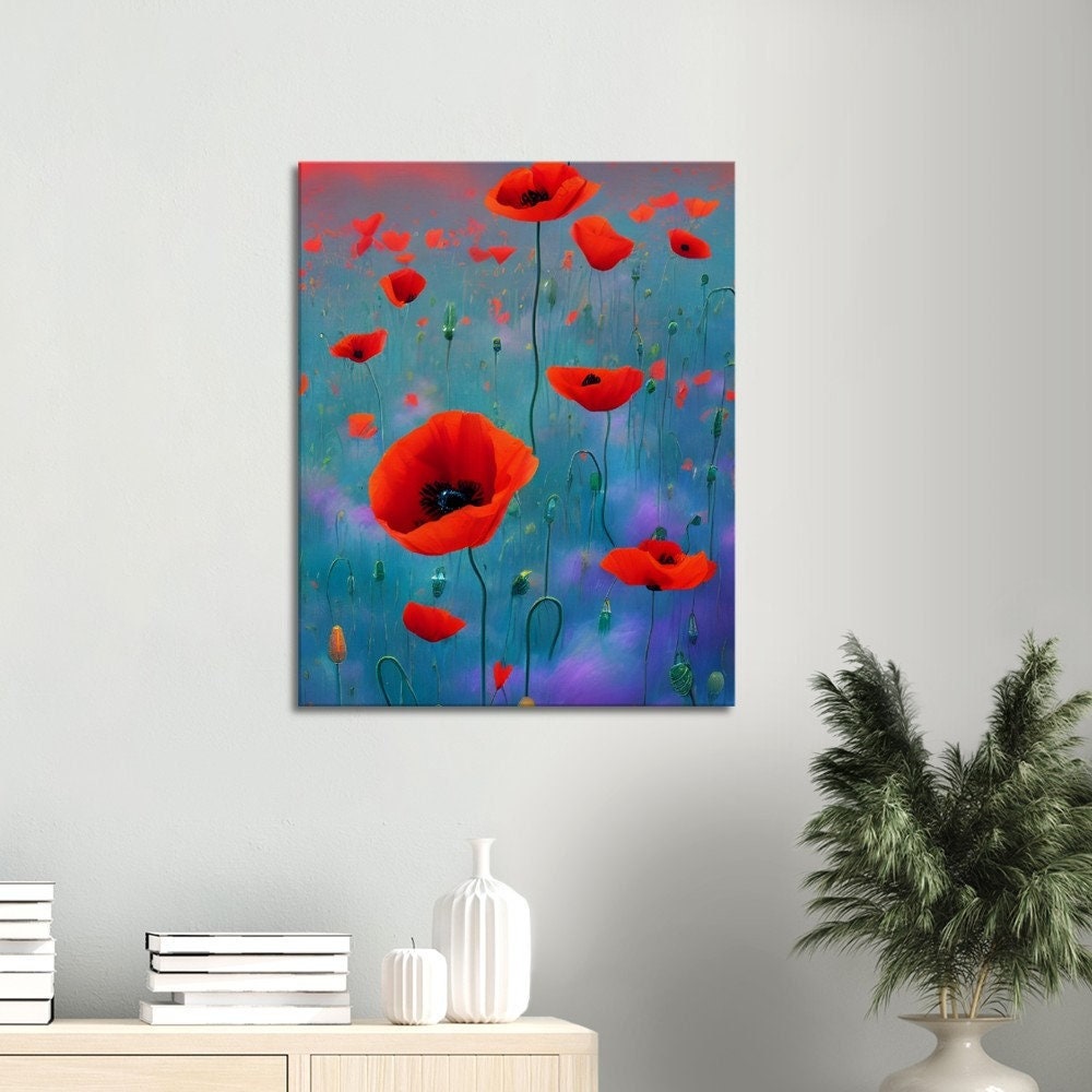 Poppy Flowers Wall Art Poppy Field Print Poppy Field at Morning Sunrise ...