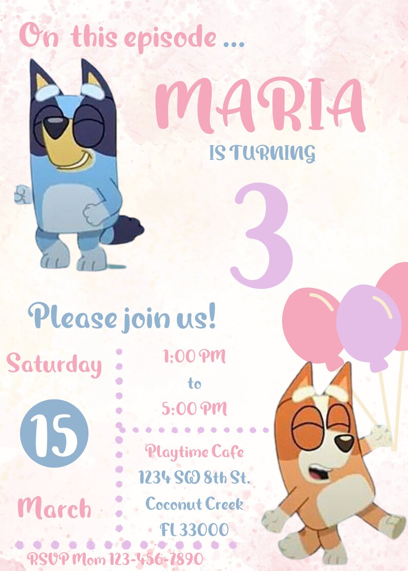 Bluey Digital Birthday Girl Invitation Instant Download Bluey - Etsy ...
