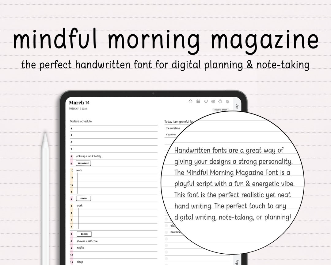 Daily Planner Font Handwritten Note Font Study Font - Etsy