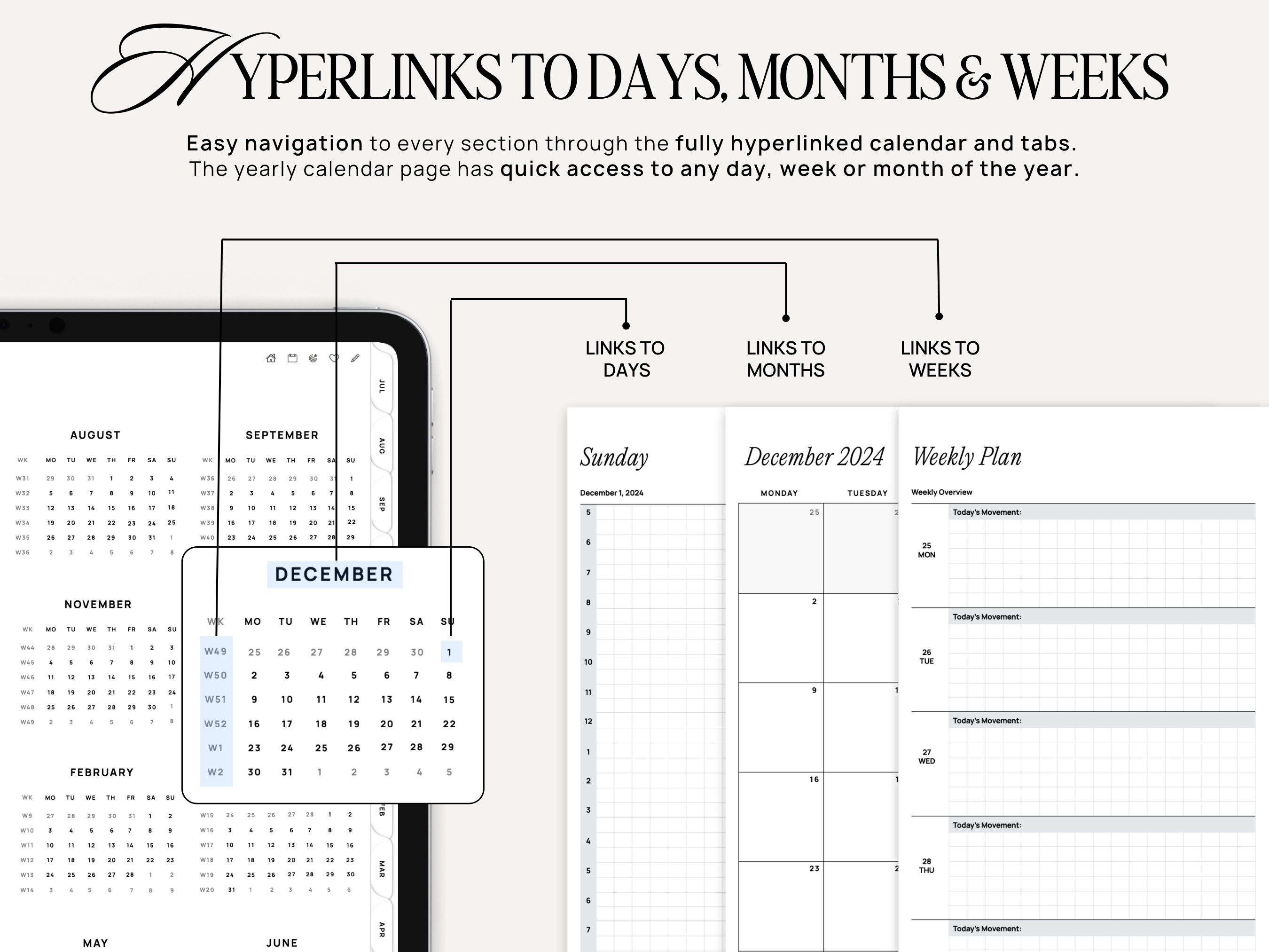 2024-2025 Mid Year Digital Planner for Goodnotes, Notability, Monthly ...