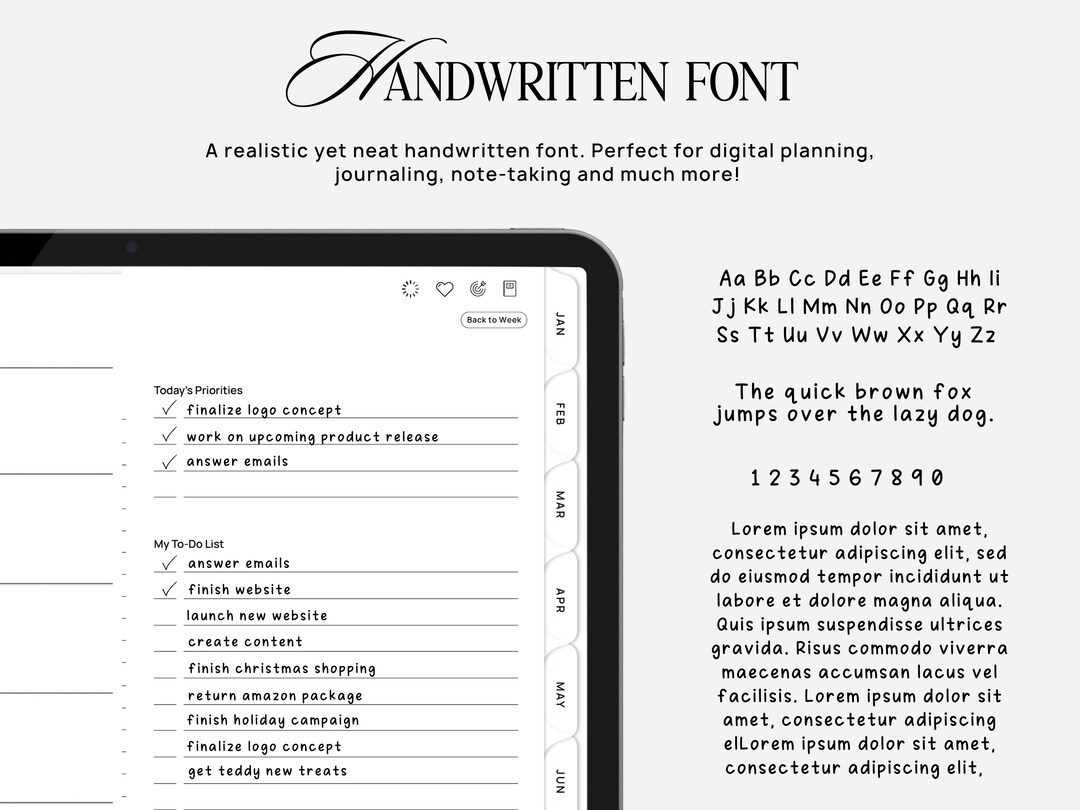 Daily Planner Font, Handwritten Note Font, Study Font, Goodnotes Font ...