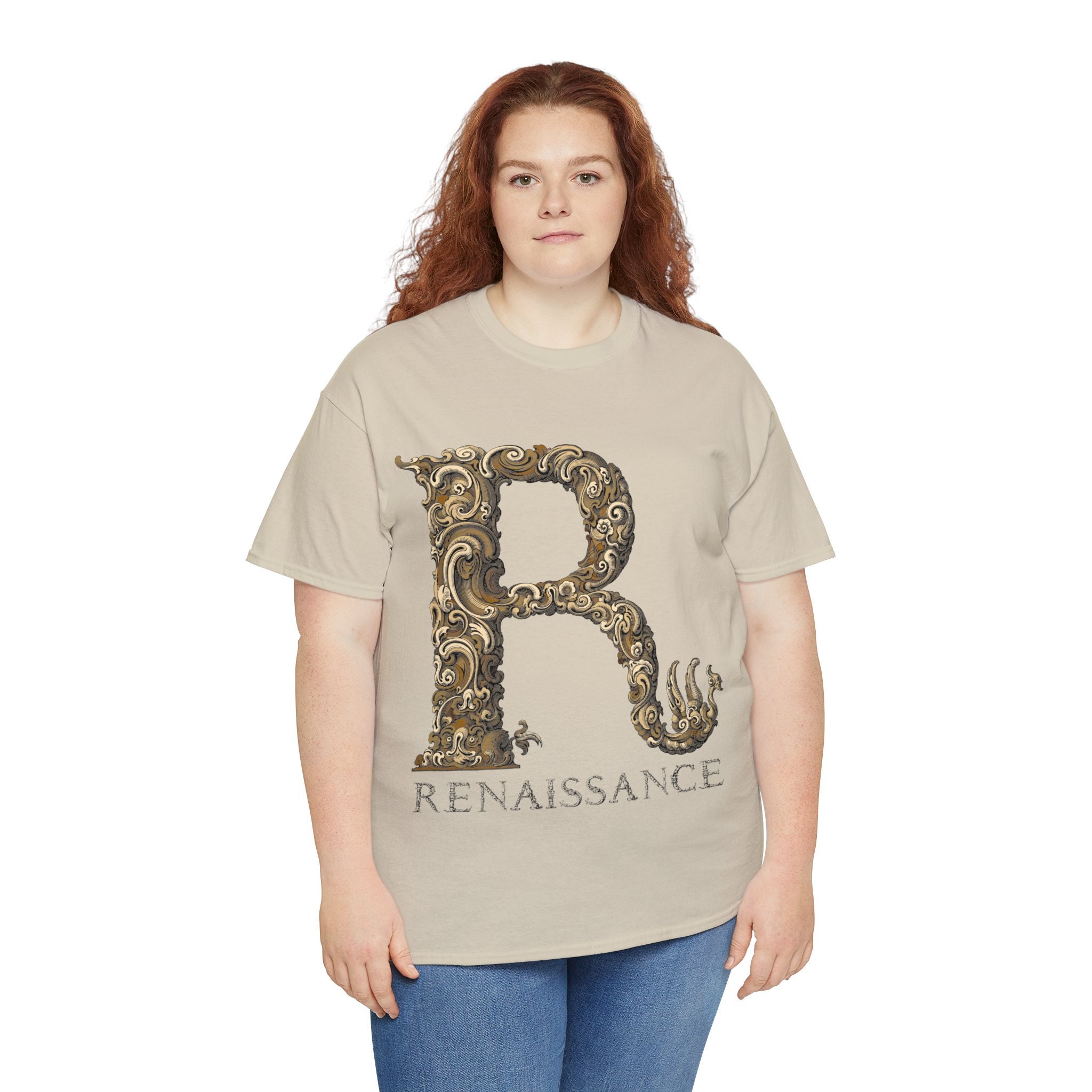 Ornate Renaissance Brown Initial R T-shirt on White or Sand - Etsy