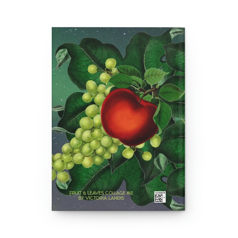 Collage de frutas y hojas 2 Cuaderno de manzanas y uvas Diario de hojas ...
