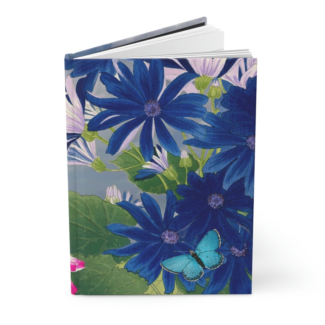 Blue Flowers Notebook - Pink Flowers Journal - Floral Art Writing Notes ...