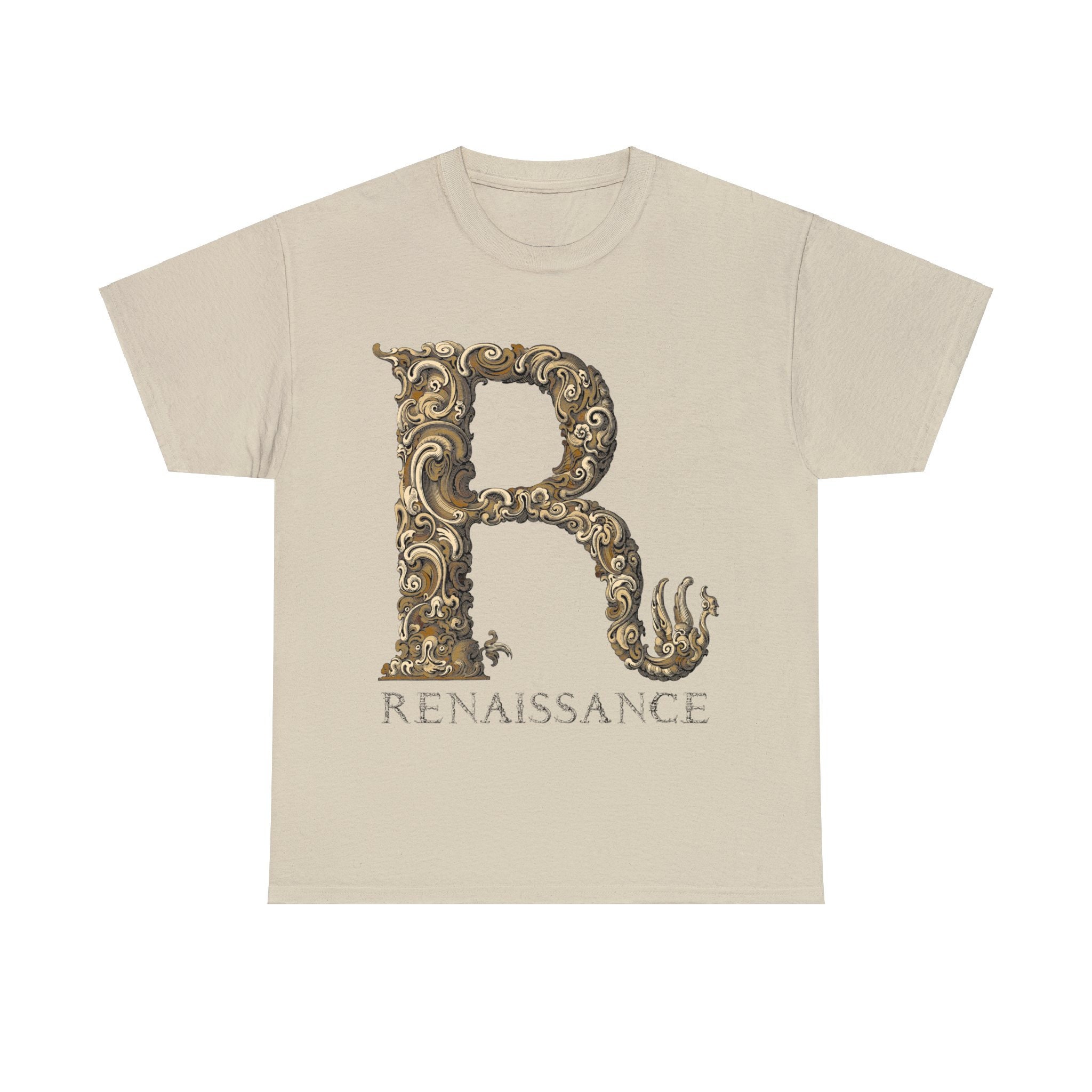 Ornate Renaissance Brown Initial R T-shirt on White or Sand - Etsy
