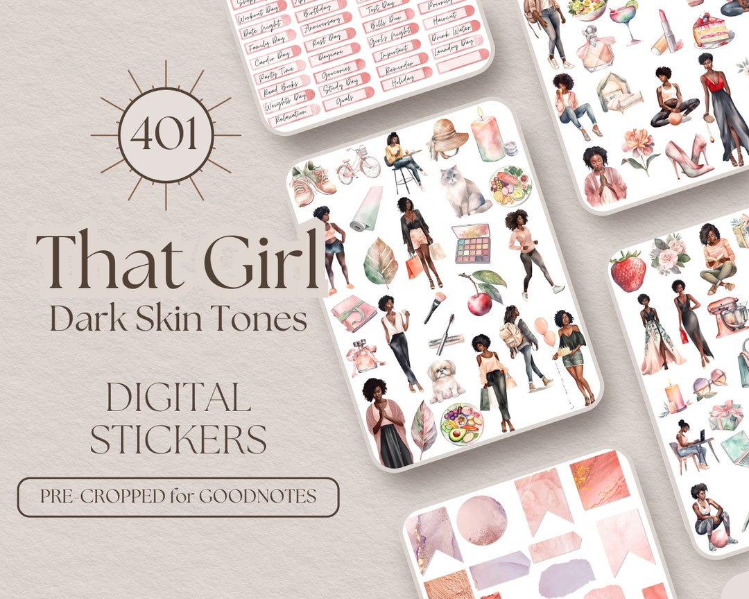 That Girl Goodnotes Stickers Black Girls 401 Lifestyle Digital Stickers ...