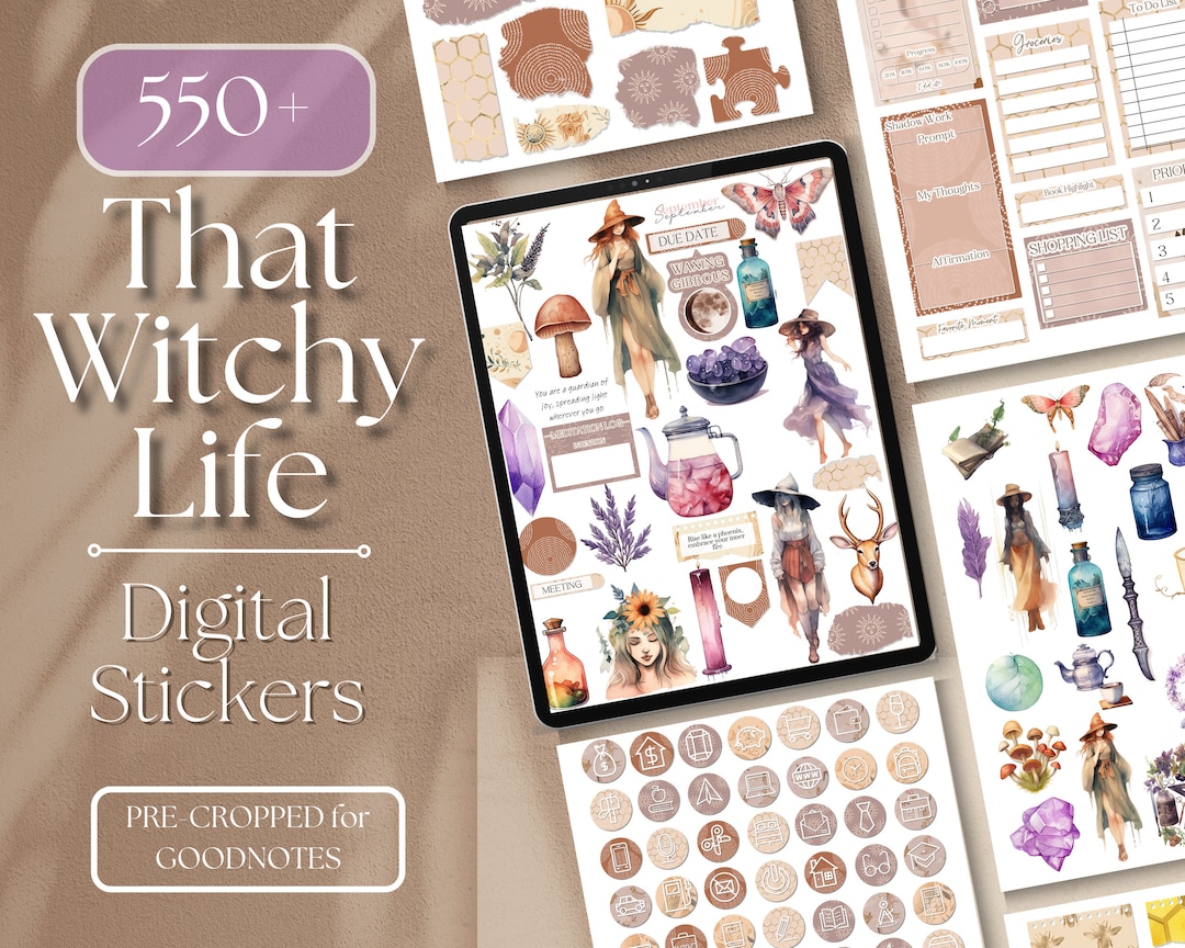 Witchy Planner Stickers Digital | Boho Digital Planner Stickers, 556 ...