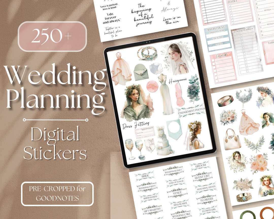 Wedding Digital Stickers Goodnotes | Wedding Digital Planner Stickers ...