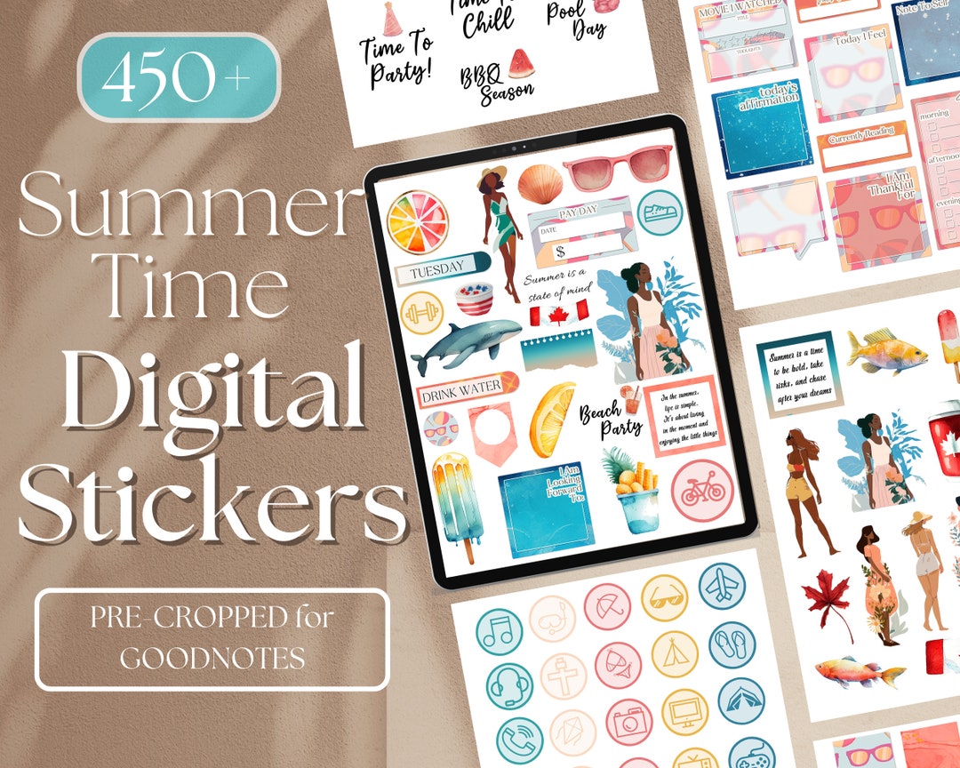Summer Digital Stickers | Goodnotes File | Pngs Digital Stickers ...