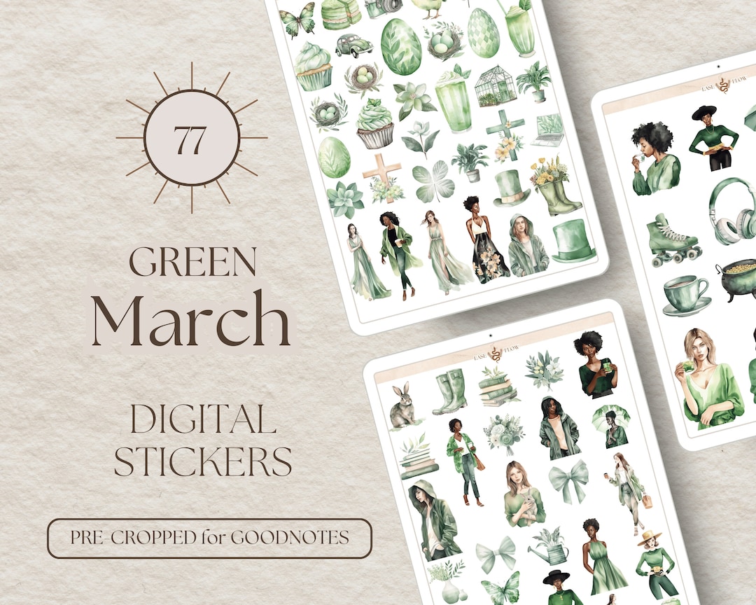 MARCH Stickers for GOODNOTES STICKERS | 77 Digital Stickers for ...