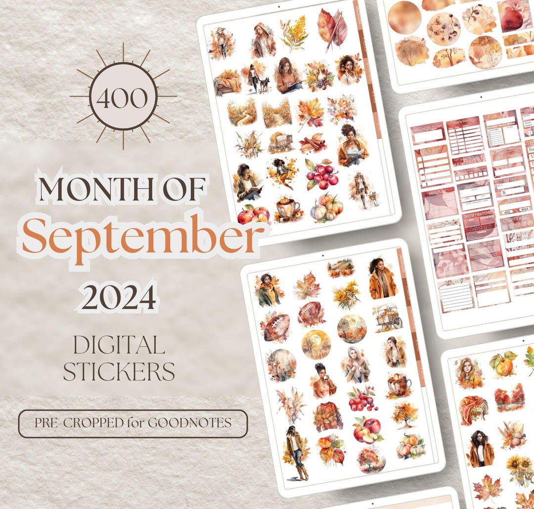 September Digital Stickers for Goodnotes Stickers September 2024 ...