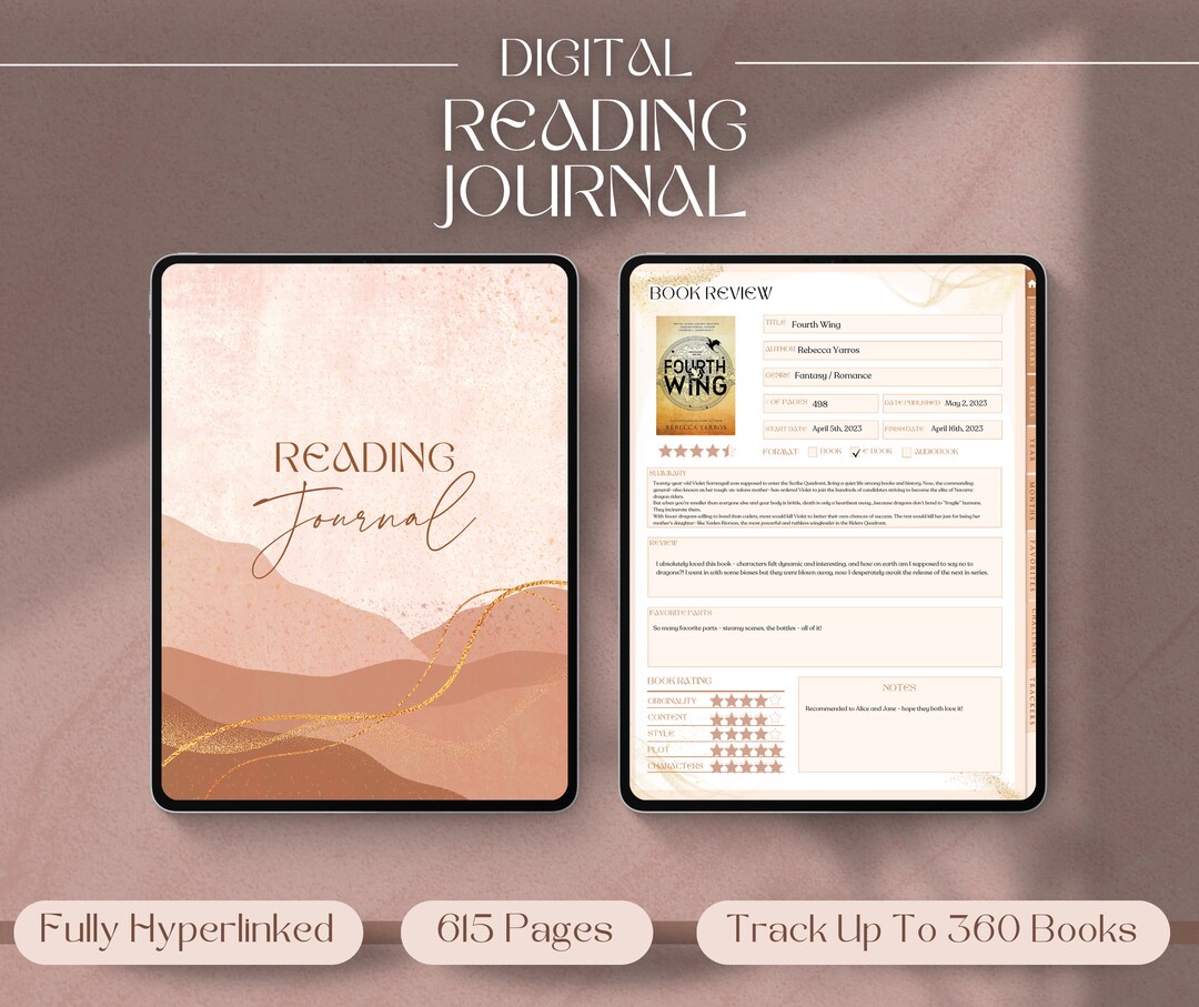 Digital Reading Journal | 600+ Page Digital Book Tracker Reading Log ...