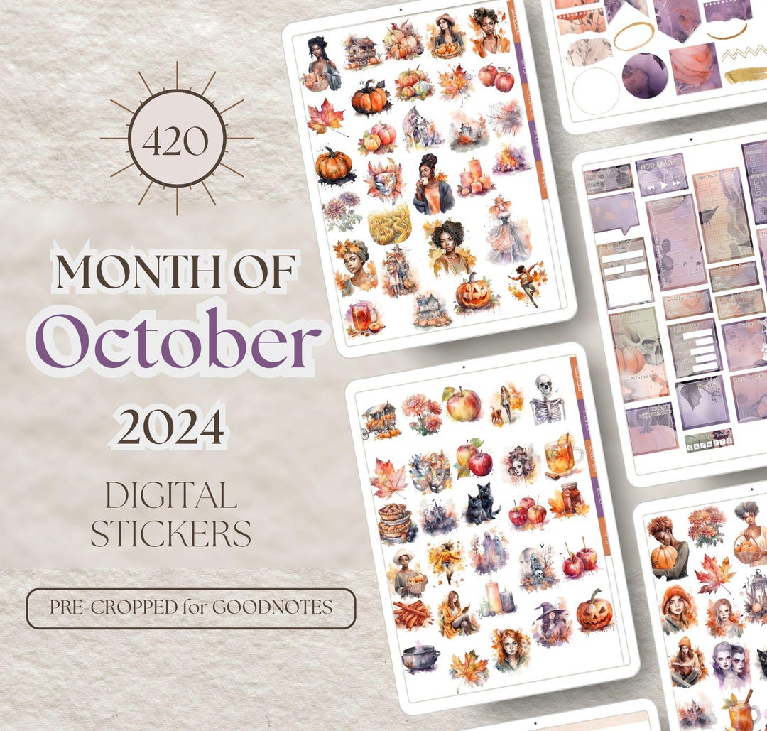 OCTOBER Digital Stickers 2024 GOODNOTES STICKERS Month of October ...