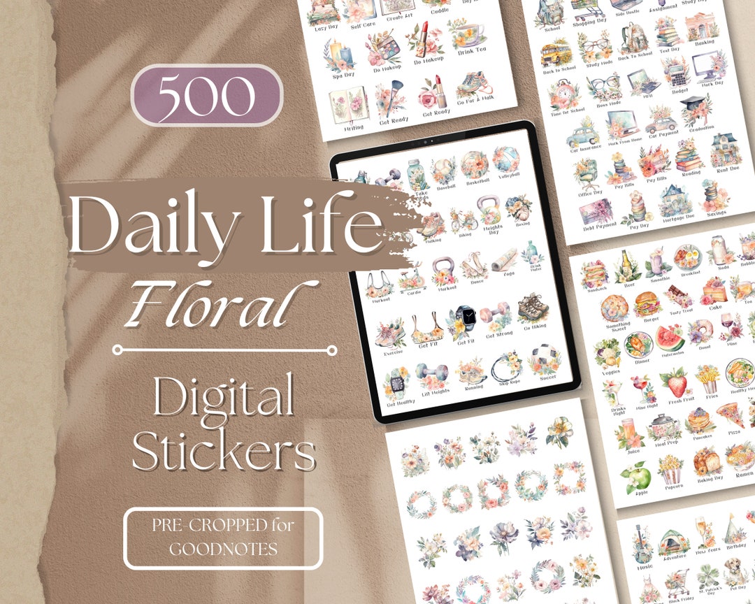 Daily Life Digital Stickers GoodNotes Stickers, 500 Digital Planner ...