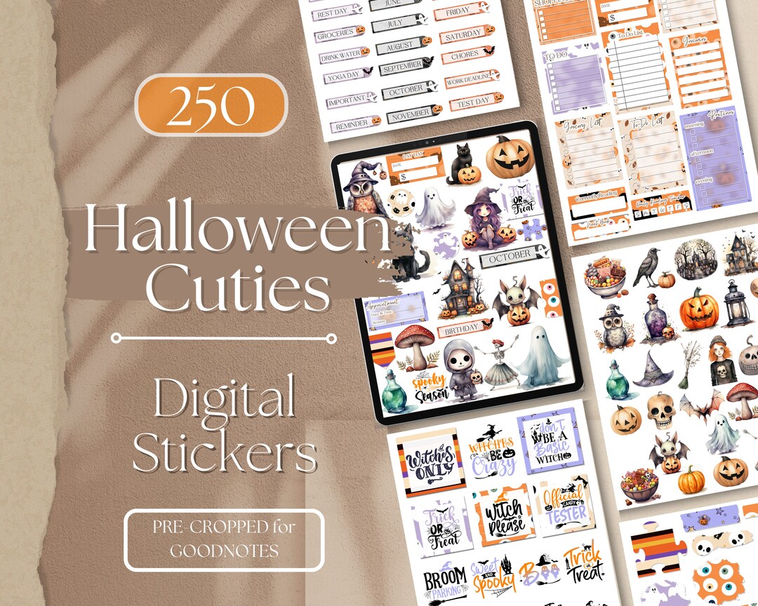 Halloween Digital Stickers for Goodnotes | 250 Digital Planner Stickers ...