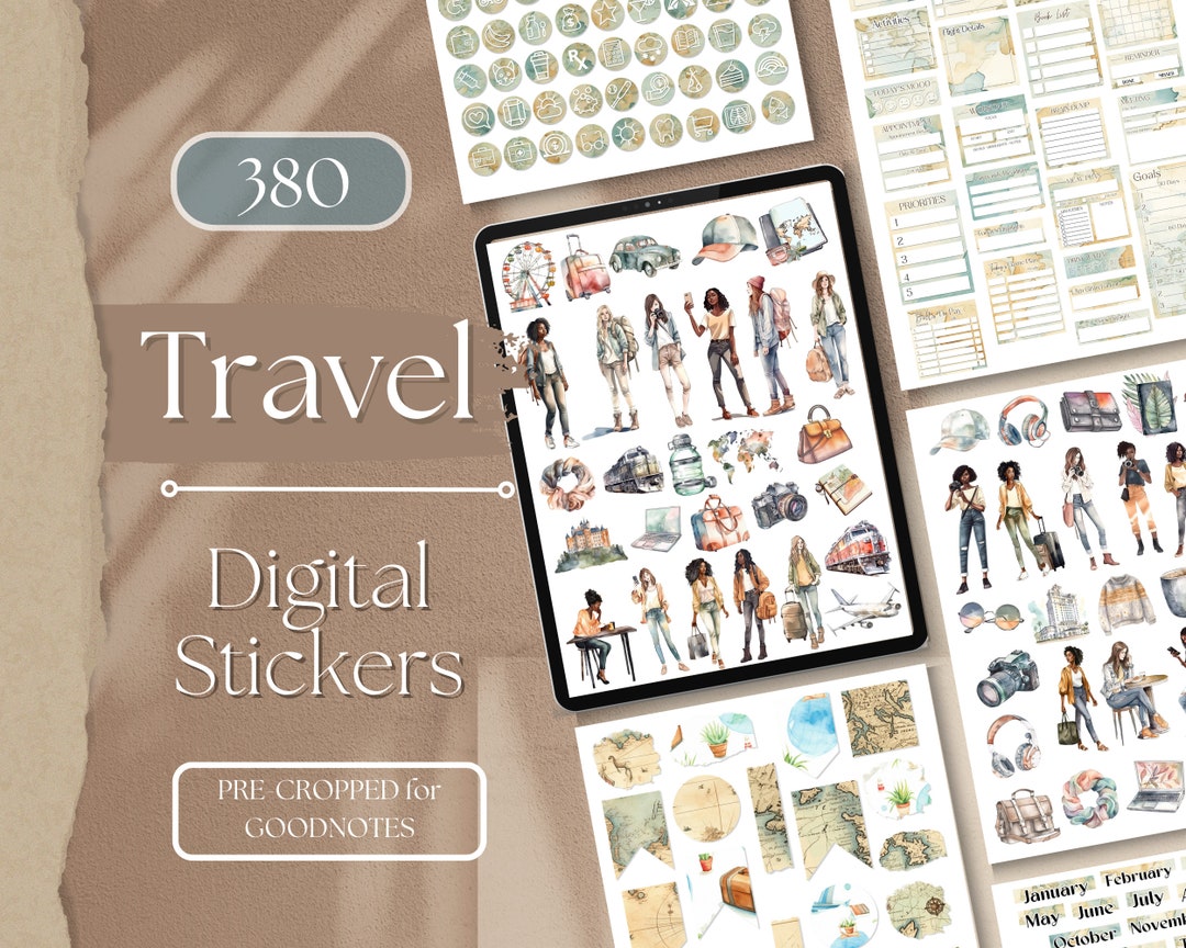 Travel Digital Stickers for Goodnotes | 380 Goodnotes Planner Stickers ...