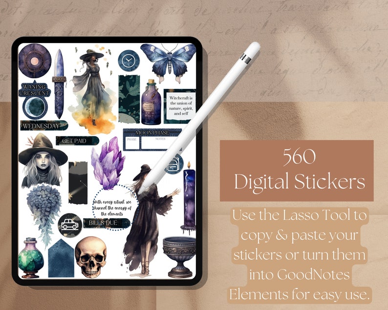 Witchy Planner Stickers Digital | Witchcraft Digital Planner Stickers ...