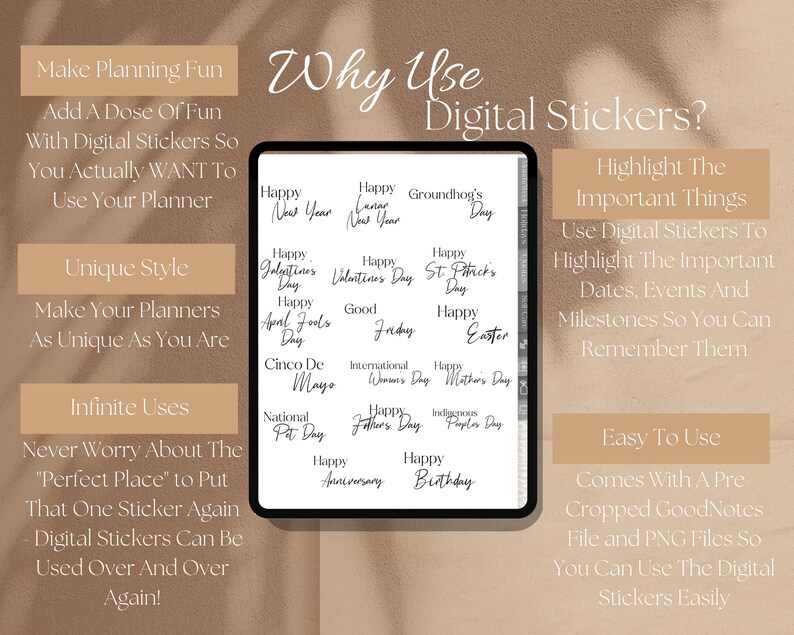 Daily Words GOODNOTES STICKERS 230 Neutral Aesthetic - Etsy