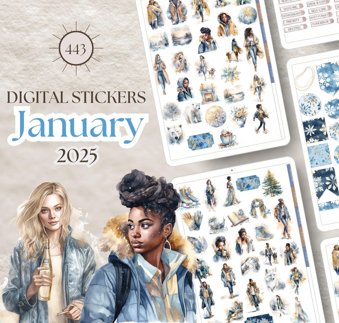 JANUARY Digital Stickers GOODNOTES STICKERS 443 Month of January ...