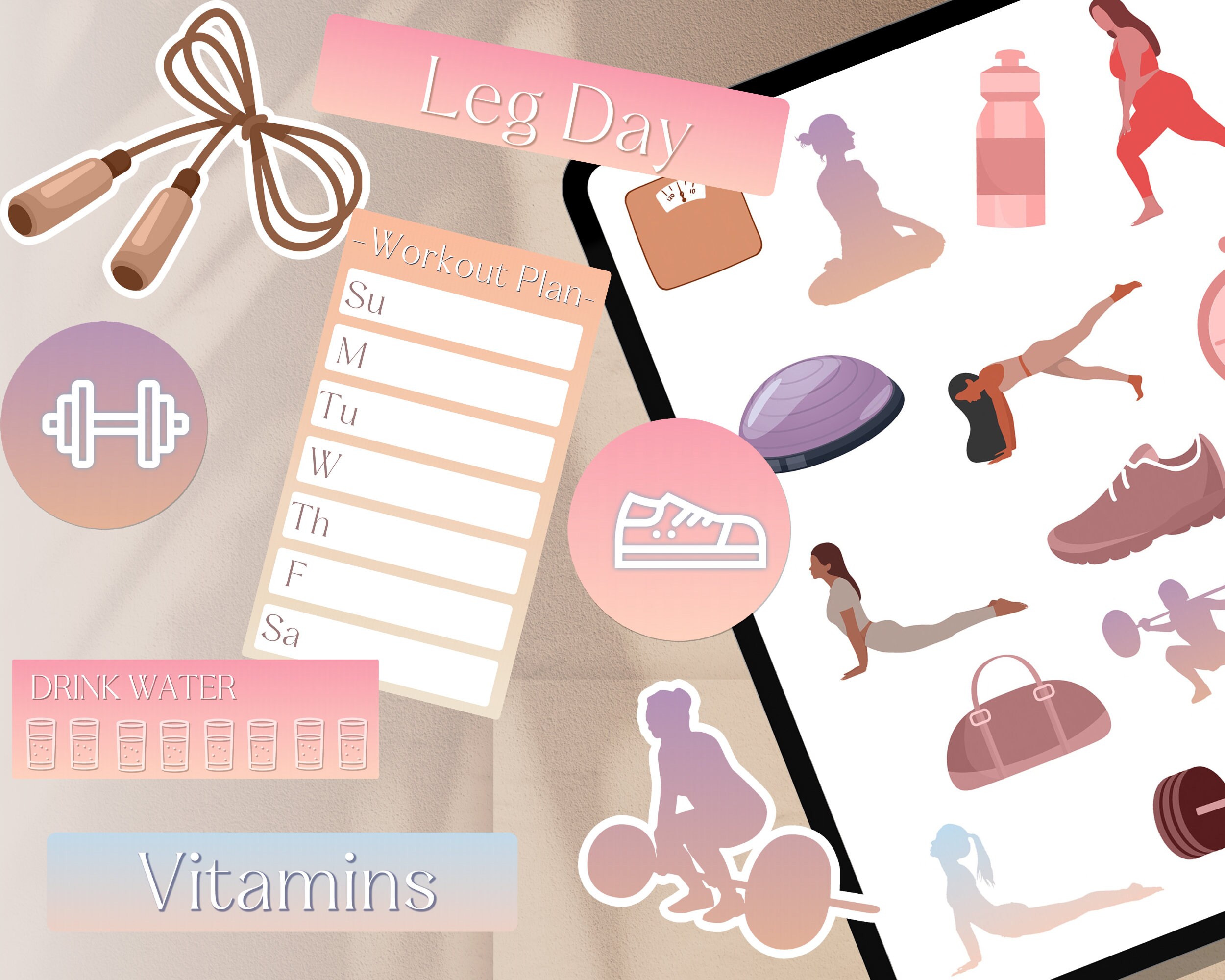 Workout Digital Planner Sticker Fitness GOODNOTES STICKERS - Etsy