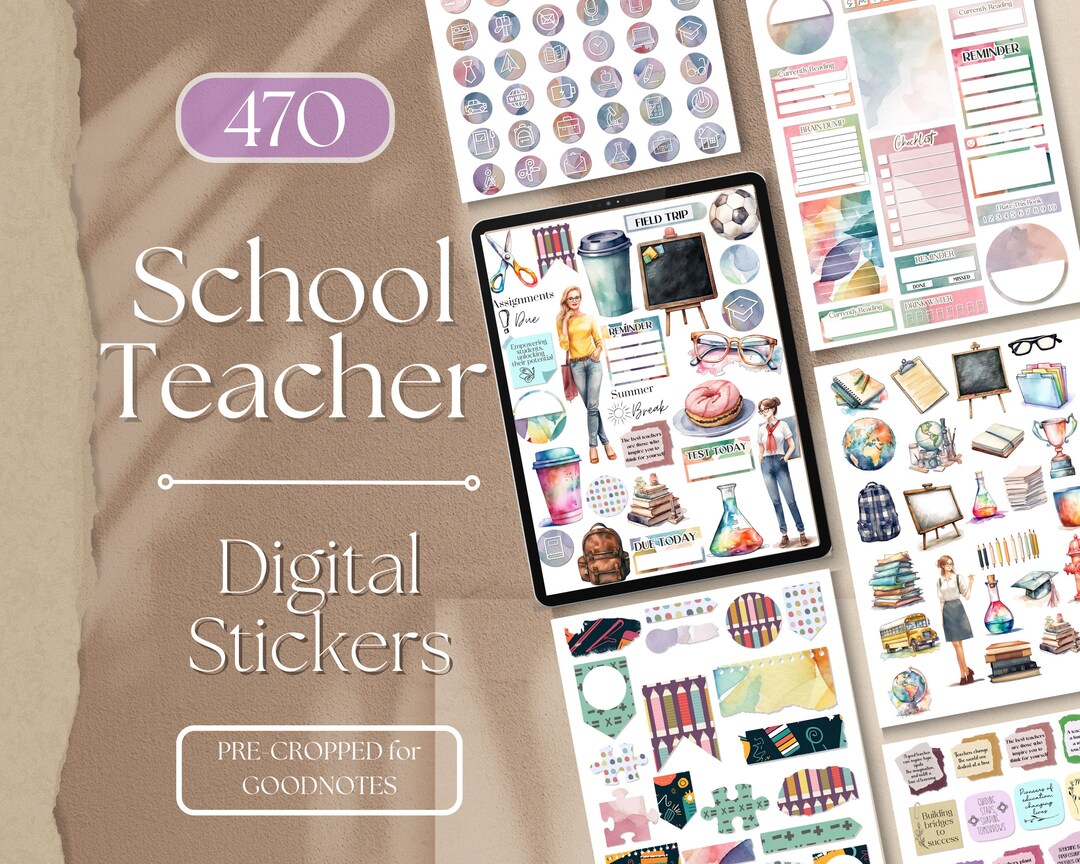 Teacher Digital Planner Stickers | 470+ School Teacher Goodnotes ...