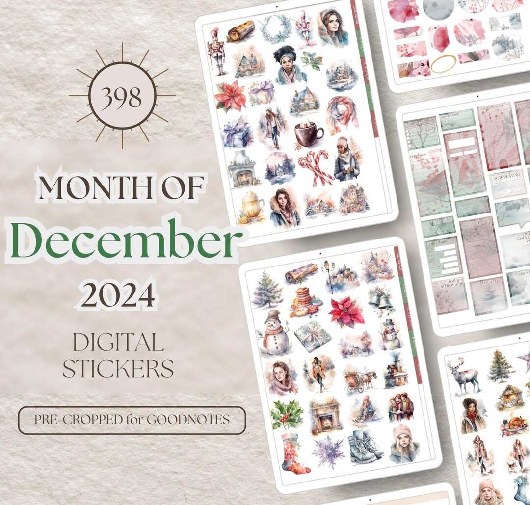 DECEMBER Digital Stickers 2024 GOODNOTES STICKERS 398 Month of December ...