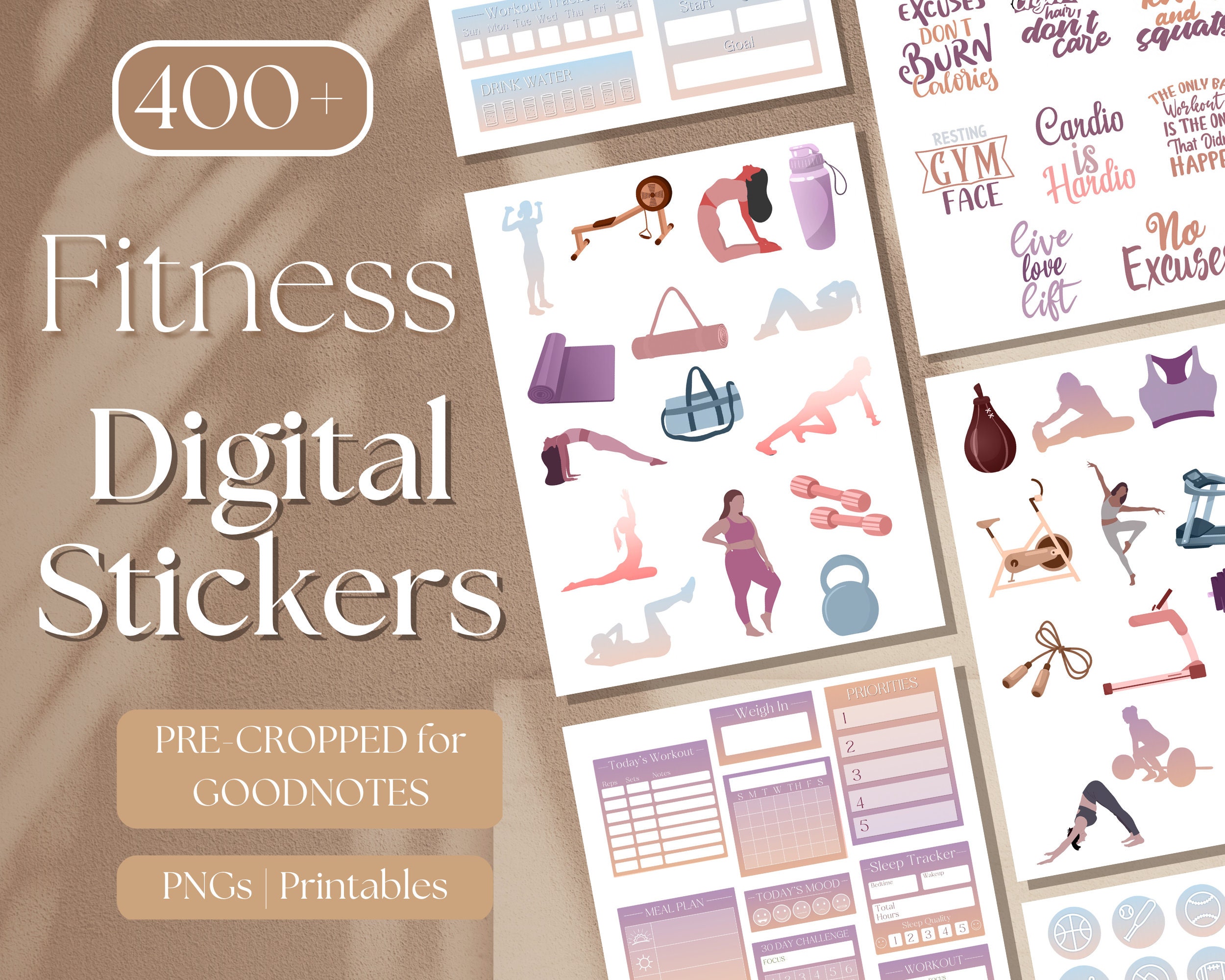 Workout Digital Planner Sticker Fitness GOODNOTES STICKERS - Etsy