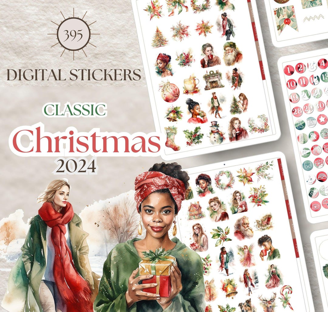 Christmas Digital Stickers Goodnotes 395 Digital Planner Sticker ...