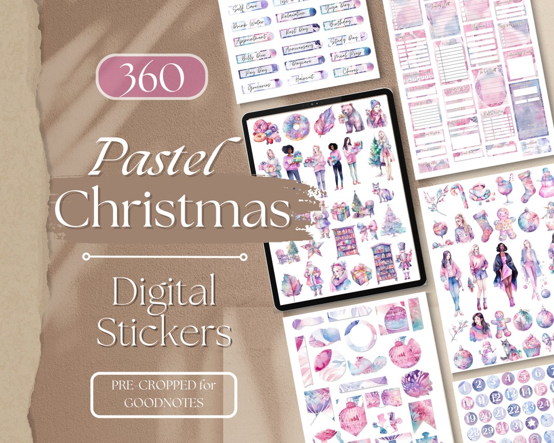 Christmas Digital Stickers Goodnotes | 360 Digital Planner Stickers ...
