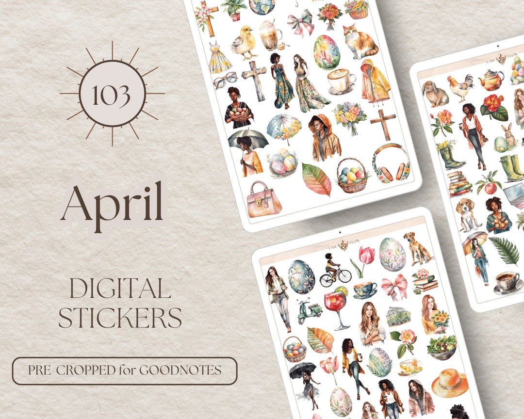 APRIL Stickers for GOODNOTES STICKERS | 103 Digital Stickers for ...