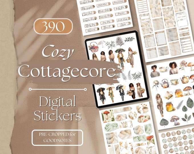 Cottagecore Sticker Pack | Digital Planner Stickers | iPad Sticker ...