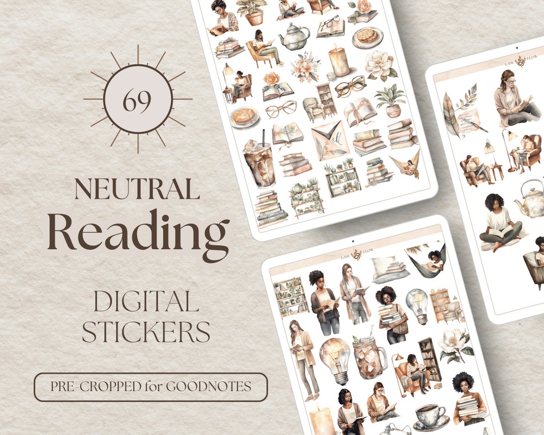 Bookish Stickers Digital | 69 Reading Stickers for Goodnotes Bookish ...