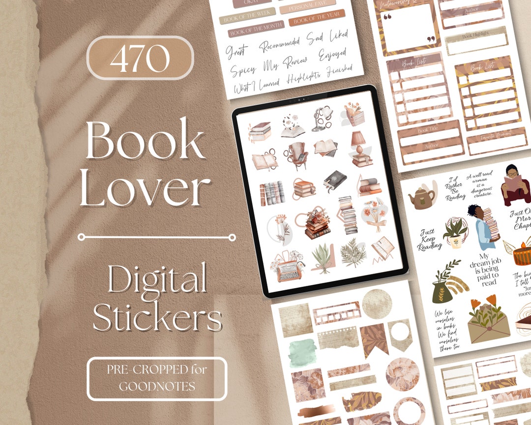 Bookish Planner Stickers Digital | Digital Stickers BOOK LOVER | Book ...