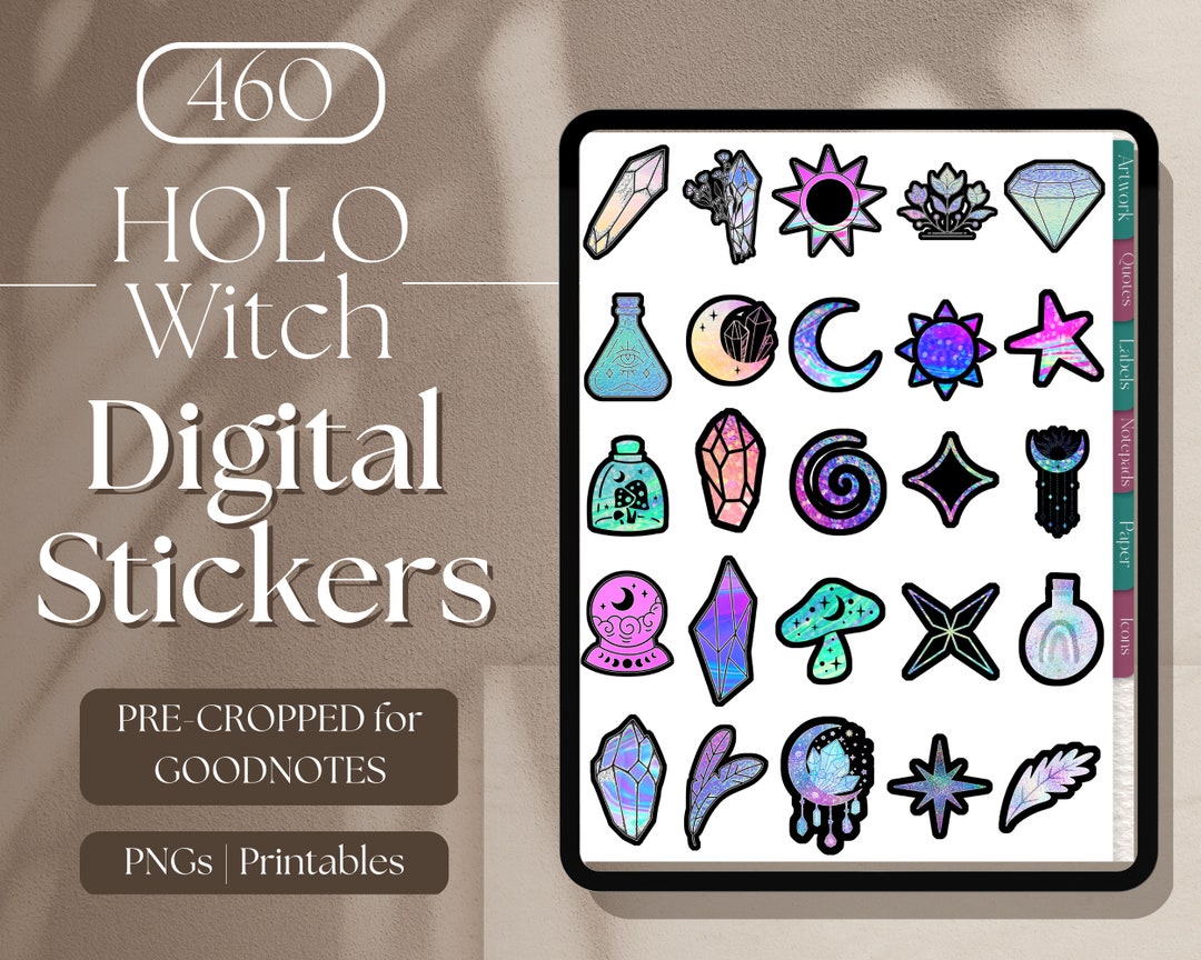 Holo Witchy GOODNOTES STICKERS | 460 Holographic Witch Aesthetic ...