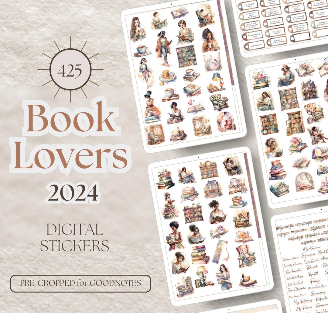 Book Lovers Digital Stickers Bookish Reading Sticker for Goodnotes ...
