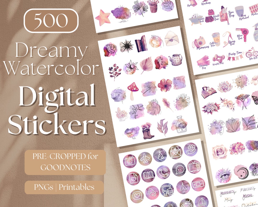 Dreamy Watercolor GOODNOTES STICKERS 515 Watercolour Aesthetic ...