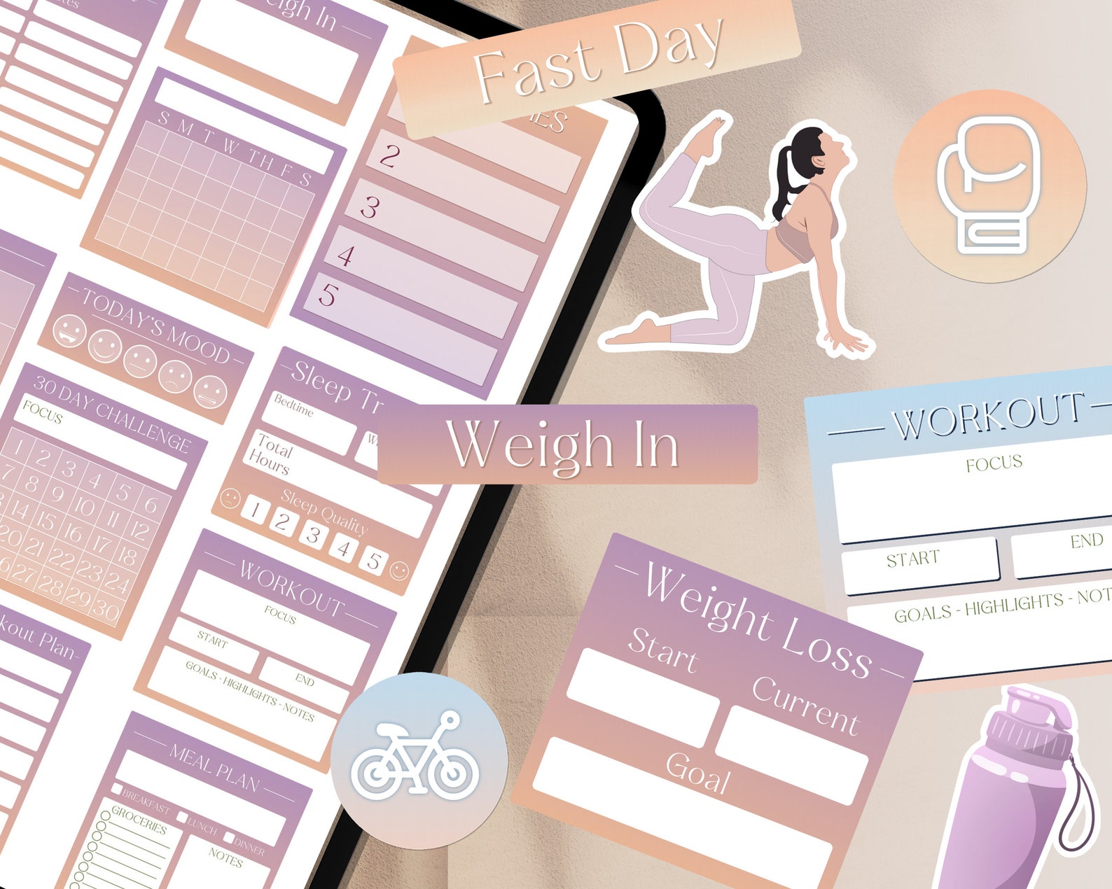Workout Digital Planner Sticker Fitness GOODNOTES STICKERS - Etsy