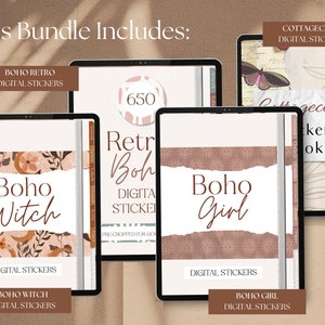 Ultimate Boho Digital Sticker Bundle for Goodnotes | 2210+ Neutral ...