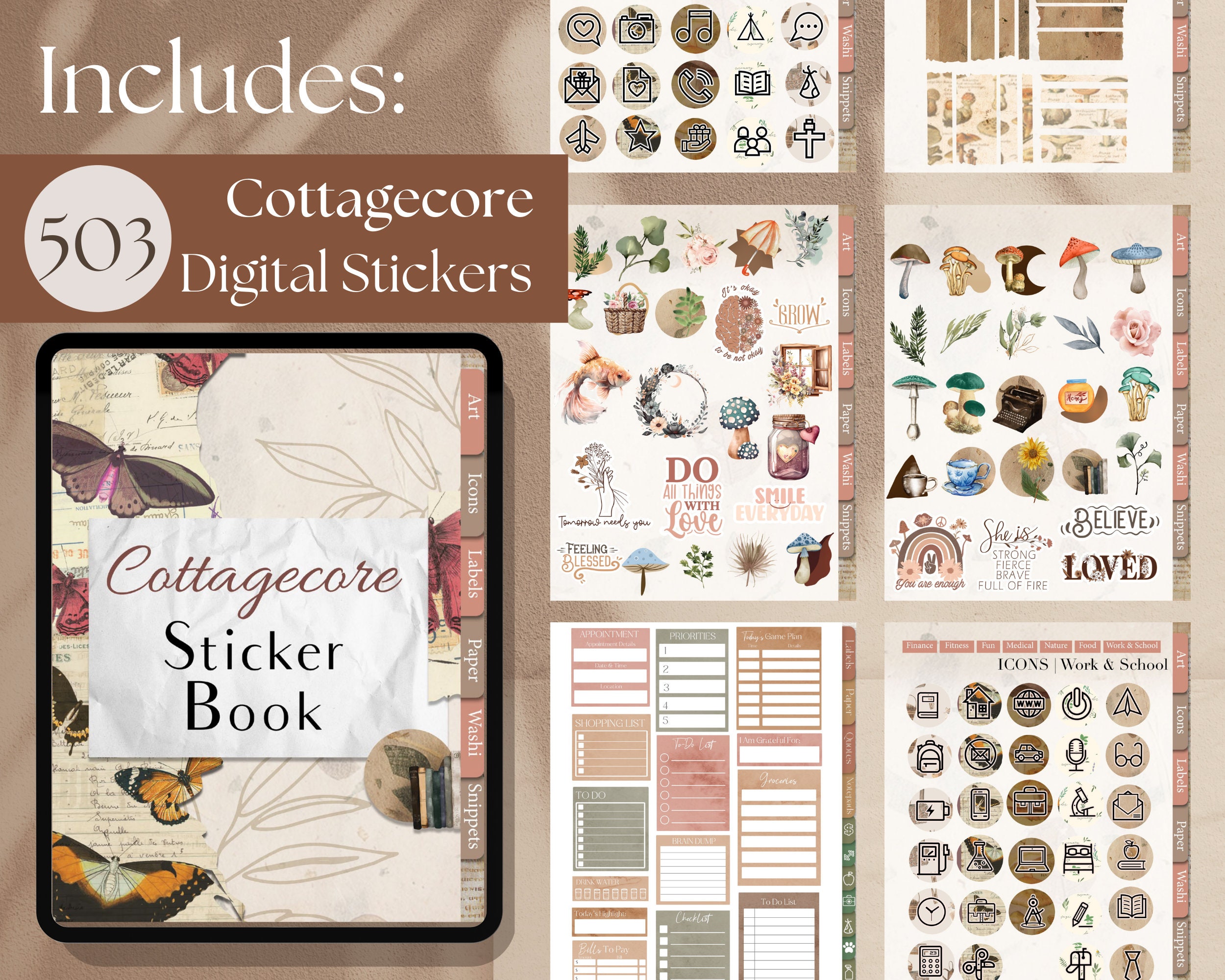Ultimate Boho Girl Digital Sticker Bundle for Goodnotes | 1680+ Neutral ...