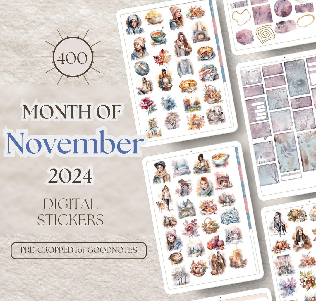 NOVEMBER Digital Stickers 2024 GOODNOTES STICKERS 400 Month of November ...